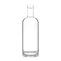 China Sealed Cork Lid Ruisheng 200ml 500ml 750ml 1000ml Transparent Round Glass Vodka Bottle for sale