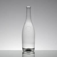China Engraved Super Flint Glass Alcohol Jar 750ml Bulk Liquor Glass Bottle with Cork 1 Liter for sale