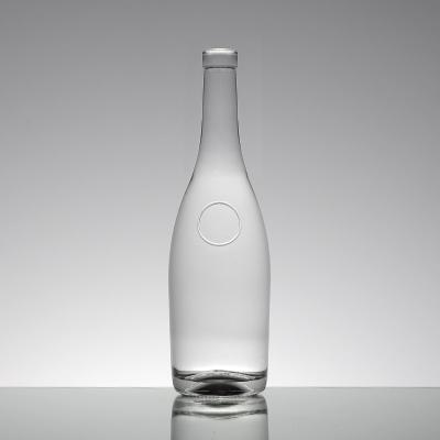 China Engraved Super Flint Glass Alcohol Jar 750ml Bulk Liquor Glass Bottle with Cork 1 Liter for sale