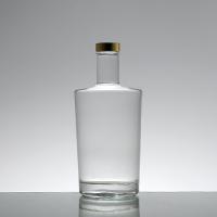 China Engraved Super Flint Glass Alcohol Jar 750ml Bulk Liquor Glass Bottle with Cork 1 Liter for sale