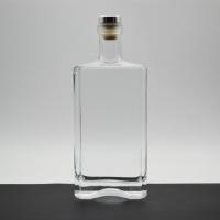 China Engraved Glass Bottle for Whisky 750ml Square Electroplated Bottle Super Flint Glass for sale