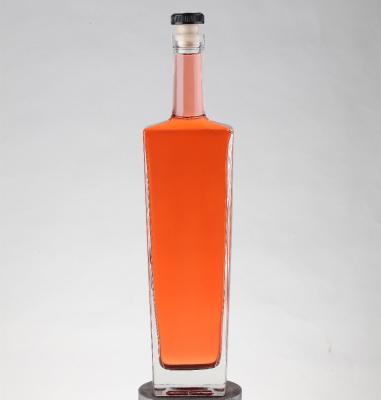 China Hot Stamping Surface Handling Super Flint Top Grade Gin Vodka 750ml Square Glass Bottle FOB for sale
