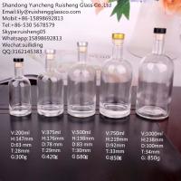 China 375ml 200ml 100ml Bottle Glass Gin Whisky Wine Vodka Spirit Glass Bottle with Cork for sale