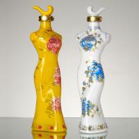 China Clear Woman Shaped Tequila Bottle Unique Glass Bottles for Bars and Restaurants for sale