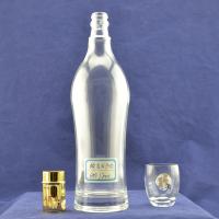 China Embossed High Flint Glass Material Eiffel Tower Shape Glass Liquor Bottle with Cork for sale
