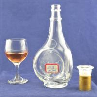China Embossed High Flint Glass Material Eiffel Tower Shape Glass Liquor Bottle with Cork for sale