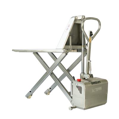 China SINOLIFT EHLT10S-II Stainless Steel High Lift Hydraulic Pallet Truck | 304 Stainless Steel | 800mm Max Lift | For Food, Chemical, Medical Industries for sale