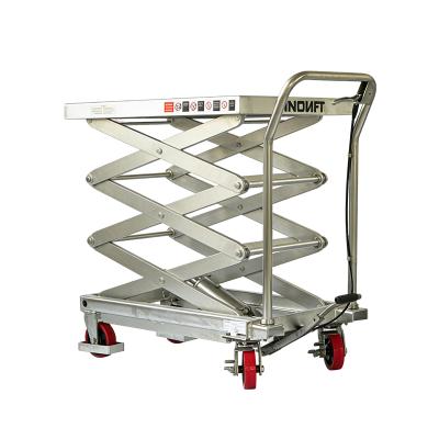China TFD15S Stainless Steel Manual Scissor Lift Cart - Heavy Duty Double/Triple Hydraulic Lift Table for sale
