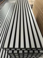 China Acoustic Wood Panel Wall PVC Veneer  MDF PET Soundproof Slatted Laminated for Living Room Hall and Studio for sale