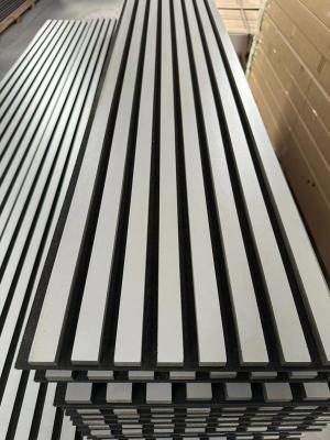 China Acoustic Wood Panel Wall PVC Veneer  MDF PET Soundproof Slatted Laminated for Living Room Hall and Studio for sale