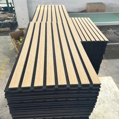 China Eco Friendly Wood Acoustic Slat Wall Panel Polyester PET Board PVC Or Melamine Veneer for sale