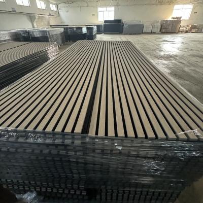 China 4 Pieces Wood Slat Acoustic Panels Stylish Decor Noise Reduction 3D Textured Panel For Ceiling And Wall for sale