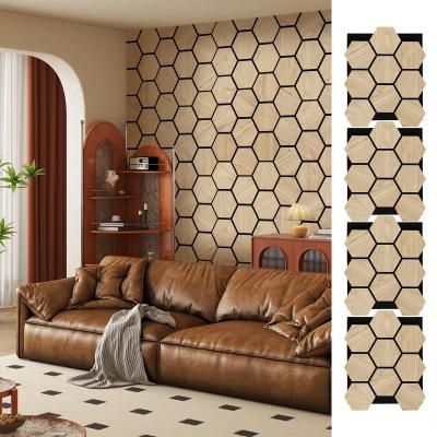 China Raw Wood Color PVC Veneer Hexagon Sound Proof Panels for sale