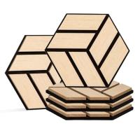 China Hexagon Acoustic Wood Slat Panels PET Hexagon Wall Panel for sale