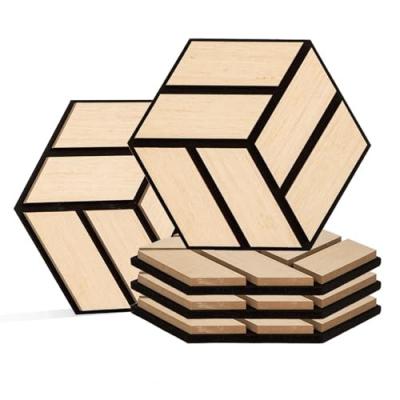 China Hexagon Acoustic Wood Slat Panels PET Hexagon Wall Panel for sale