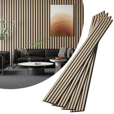 China Wood Strip Sound Absorbing Panel For Studio Living Room Wall Decor Veneer MDF Background Soundproof Grille for sale