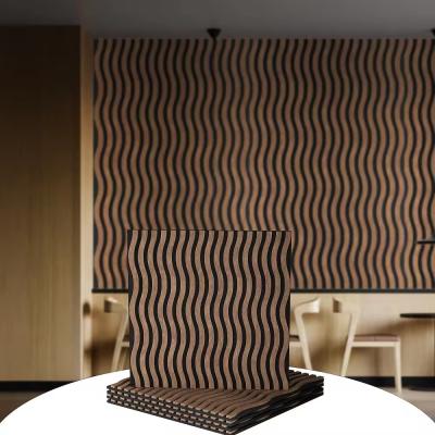 China Curved Wavy Wood Strip Sound Absorbing Panel Interior Decoration for sale