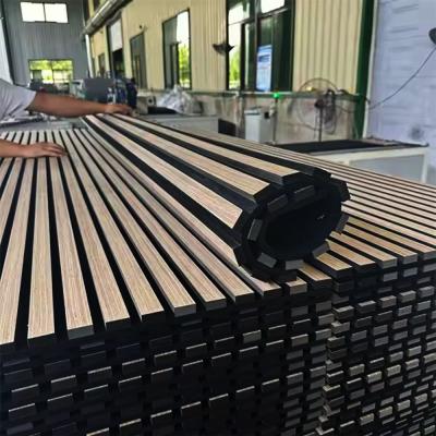 China Stylish 3D Wood Veneer on MDF Wave Panel Curved Flexible for Acoustic and Decorative Use for sale