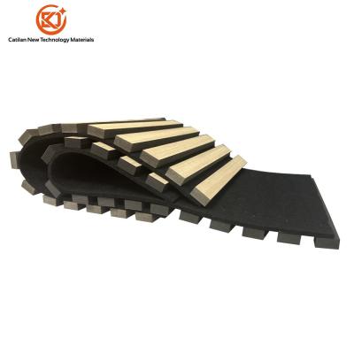 China 3D Wood And MDF Slat Wave Board Decorative Flexible Curly Bendable Curved Slat Acoustic Wall Panel for sale