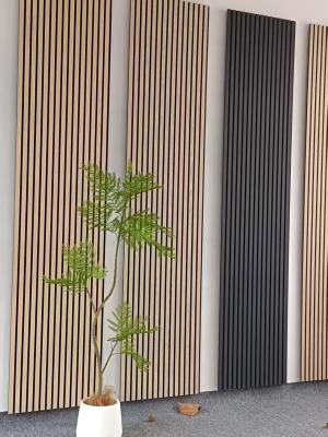 China Wood Sound Absorbing Slatted Wall Panels PET Felt MDF Core Office Home Decoration for sale