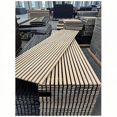 China Slatted Acoustic Wall Panel With Customizable Veneer 240 X 60cm Factory Made for sale