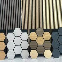 China 21mm Thickness Hexagon Wood Wall Panels Akustik Panel Holz Akupanel For Wall Ceiling for sale