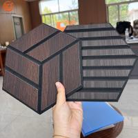 China PVC wood-grain veneer V-shaped grooved hexagonal sound-absorbing wall panel for sale