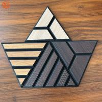 China PVC wood-grain veneer V-shaped grooved Triangle sound-absorbing wall panel Customized graphics for sale