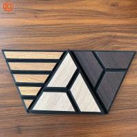 China PVC wood-grain veneer V-shaped grooved Triangle sound-absorbing wall panel Customized graphics for sale