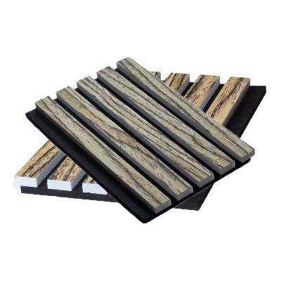 China Modern Design Double-Layer Polyester Fiber Acoustic Wall Panel Sound Insulation Decorative PET Slat Panels for Hotels for sale