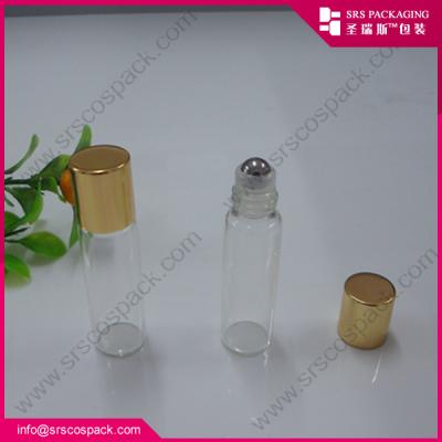 China 1/6oz 5ml mini roll-on glass bottle for essential oil metal roller ball fragrance perfume for sale