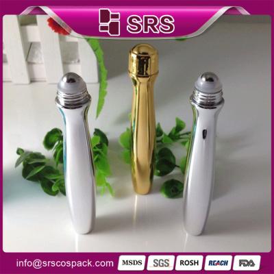 China 15ml plastic roll on container with Aulinum cap for personal care, stainess steel roller b for sale