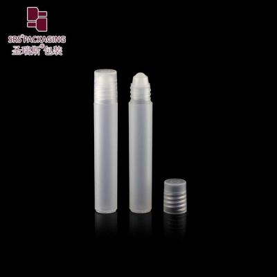 China 8ml White Plastic Roll On Bottle for Essential Oil Matte Finish Screw on Cap Logo Printing Available for sale