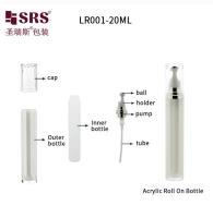 China LR001-15ML 20ML Acrylic Thick Double Wall Roller Bottle Container With Diptube Pump For Cosmetic Packaging for sale