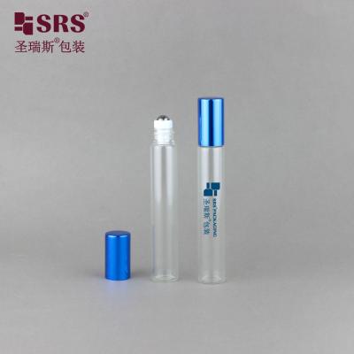 China BLP(S-A)-10ML Clear Steel Roller Ball Glass Bottle Thin Wall With Aluminum Metal Cap for sale