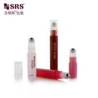 China RPPH-8ML Red Injection Glossy Custom Design PP Plastic Container With Cap Stainelss Steel Ball Roll On For CosmeticSerum for sale