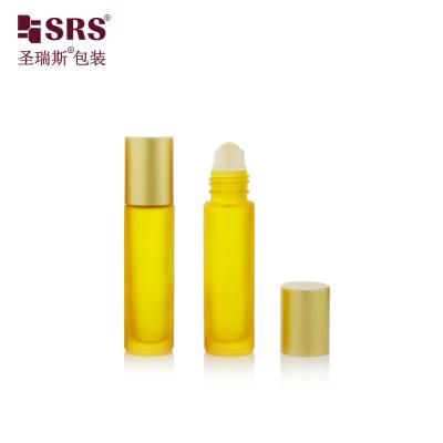 China BLPM-10ml Stainless Steel Roller Ball Thick Wall Roll On Glass Bottle For Skincare Essence with matte gold cap for scented perfume for sale