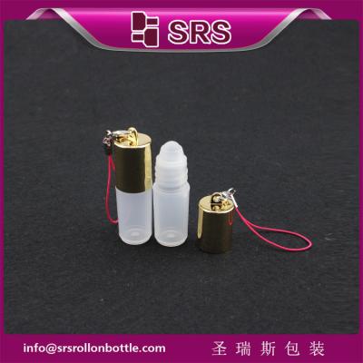 China SRS Empty Cosmetic Mini Plastic Perfume Roll On Bottle 3ml With Hook for sale