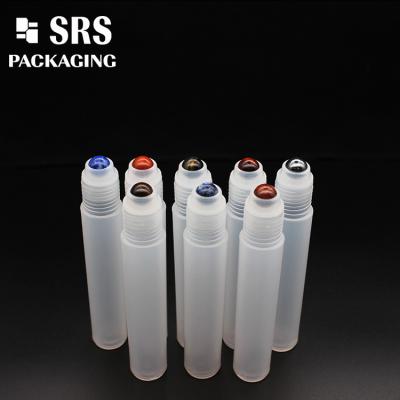 China SRS empty cosmetic 15ml plastic bottle with colored roller ball for sale