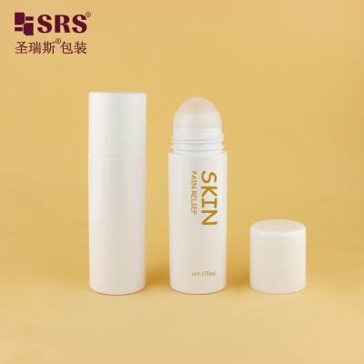 China PET43-170ML Recyclable White PET PCR Plasitc Bottle With Metal Roller Ball For Pain Relief for sale
