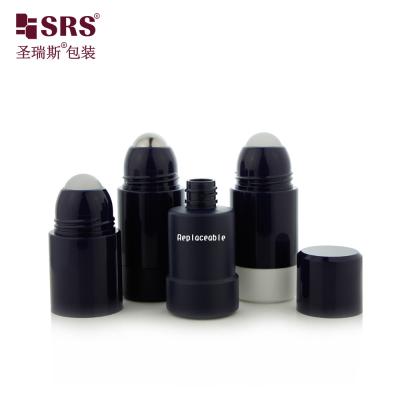China RPPE-50ml Empty Black Anti Perspirant Refillable Roll On Bottle Made Of PP PCR Plastic Material for sale