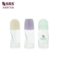 China BLPG-B-50ml Empty round Clear glass personal care roll bottle vial container with pP massage ball for sale