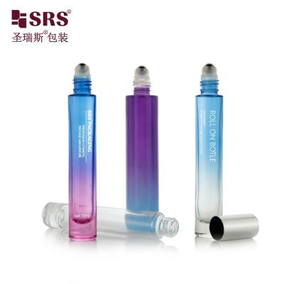 China 10ml 15ml Slim Round Cylinder Heavy Wall Thick Bottom Customized Glass Roll On Roller Bottle for Essential Oil and Perfume for sale