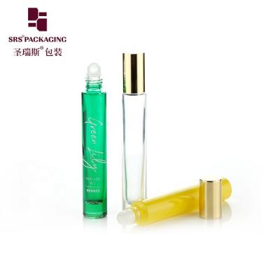 China 10ml Thick Wall Glass Roller Bottle with Shiny Metal Cap and Frost Surface for Custom Color Essential Oils for sale