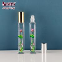 China 10ml Square Shape Thick Wall Glass Roll On Bottle with Roller Ball Applicator for Perfume and Essential Oil for sale