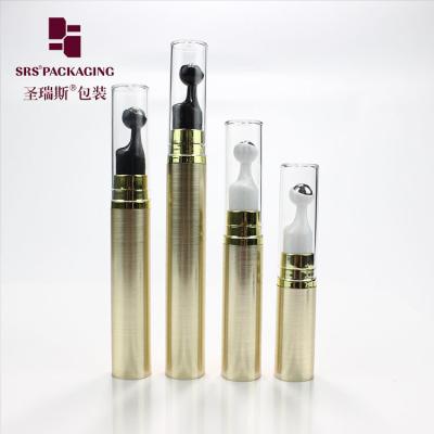 China Luxury Plastic 5ml 10ml 12ml 15ml Eye Gel Cream With Metal Ball Airless Plastic Bottle Roller Cosmetic Packaging for sale