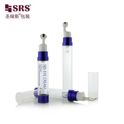 China Free Sample Stainless Steel Ball Roll on Bottle 8ml 10ml 15ml Plastic PETG Eye Cream Airless Roller Bottle for sale