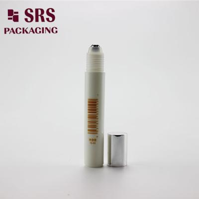 China SRS empty cosmetic 15ml white plastic perfume roller ball bottle for sale