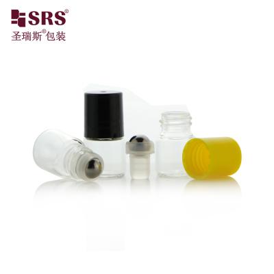 China 1ML 2ML Glass Bottle With Gold Cap Steel Ball Roll-On Bottle Perfume Roll-On Small Capacity Frosted Black Glass Bottle for sale