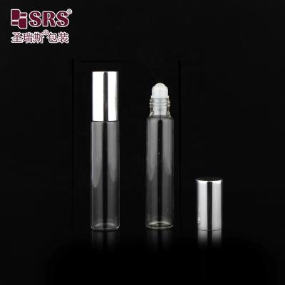 China Essential Oil Perfume 10ml Tube Glass Roll on Bottle Steel Roller Ball Plastic Cap Cosmetic Packaging for sale